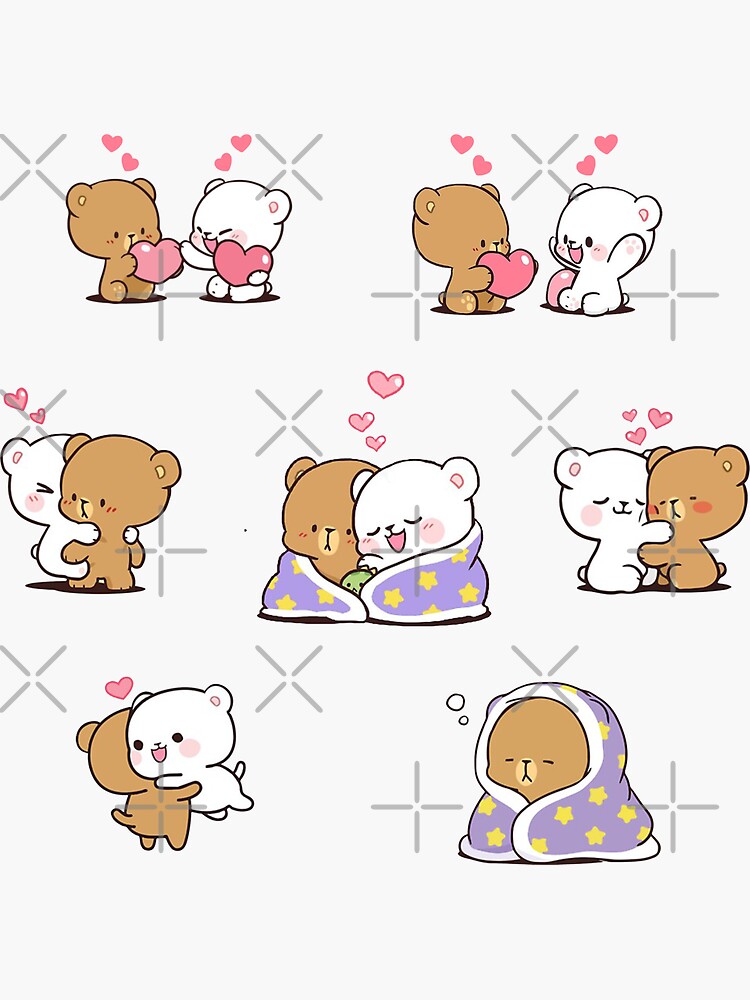 "cute milk and mocha sticker pack" Sticker by mika-milk | Redbubble