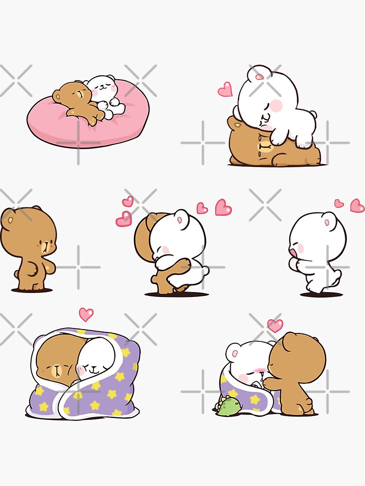 "cute milk and mocha sticker pack" Sticker by mika-milk | Redbubble