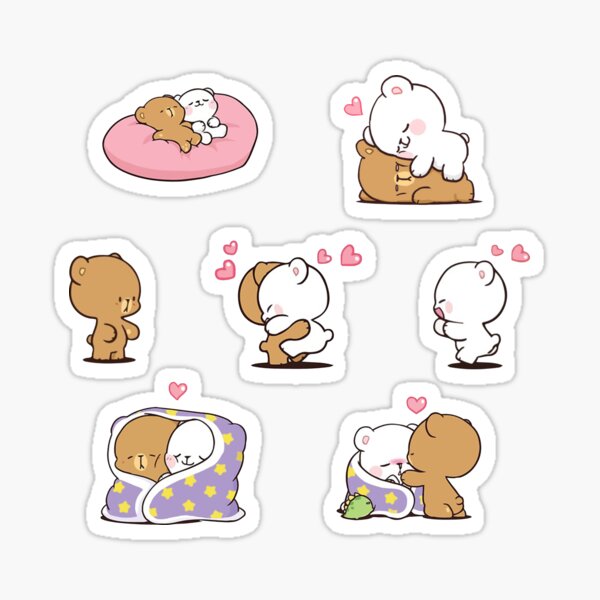 "cute milk and mocha sticker pack" Sticker by mika-milk | Redbubble