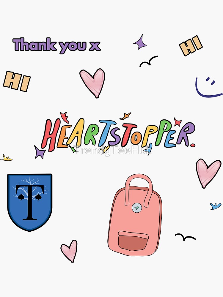 Sticker « Logo heartstopper avec ensemble de citations Nick et Charlie ...