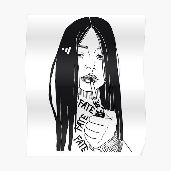 "Fate. Sad Girl with Empty Eyes and Cigarette" Poster for Sale by ...