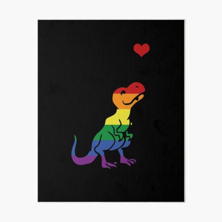 Lámina rígida «Dinosaurio T-Rex en la bandera del arco iris para el mes ...