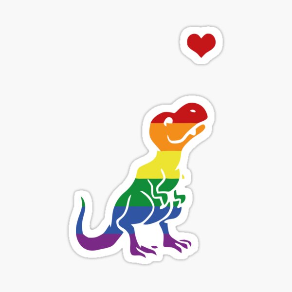 Pegatina «Dinosaurio T-Rex en la bandera del arco iris para el mes del ...
