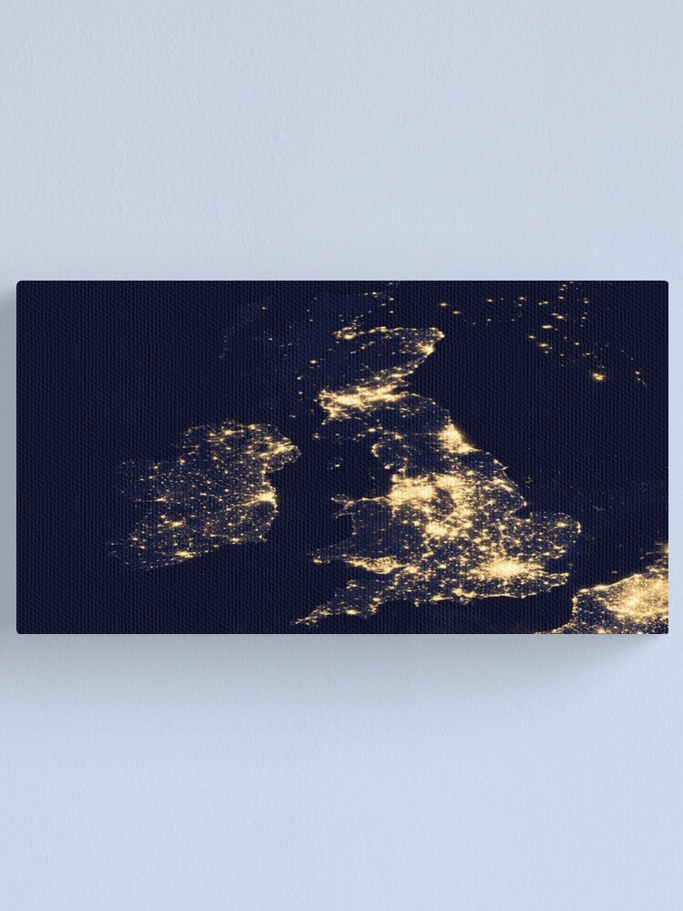 "The UK At Night - United Kingdom At Night - As Seen From Space" Canvas ...