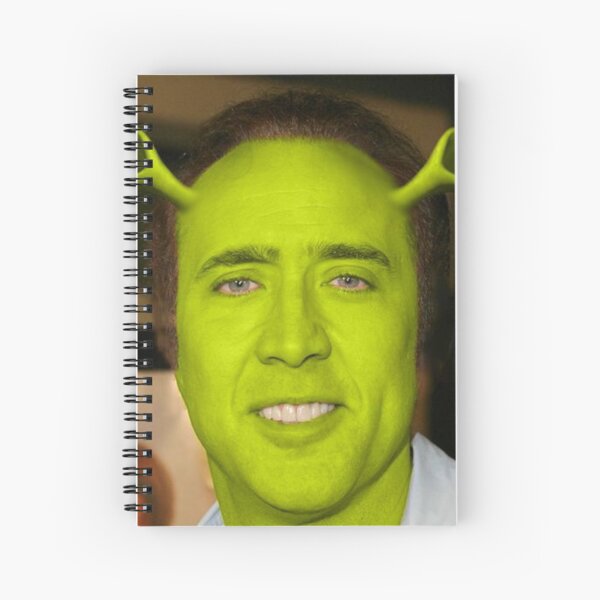 "Nicolas Cage/Shrek" Spiral Notebook for Sale by Lutubert | Redbubble