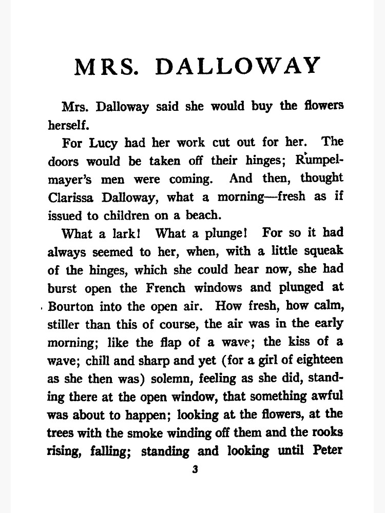 "HIGH RESOLUTION Mrs Dalloway Virginia Woolf First Page" Poster by ...