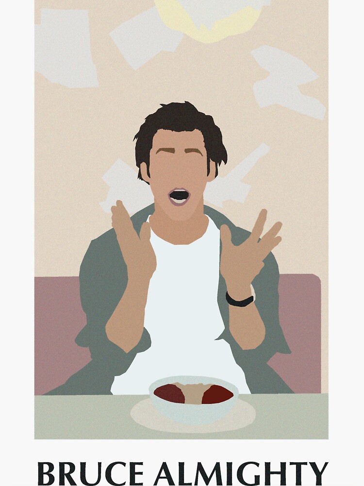 "Jim Carrey - Bruce Almighty" Sticker by auramotifs | Redbubble