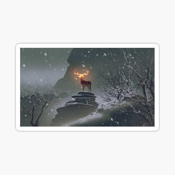 "Legendary Animals Fiery Deer by Ian Fantasy" Sticker by Ian-Fantasy ...