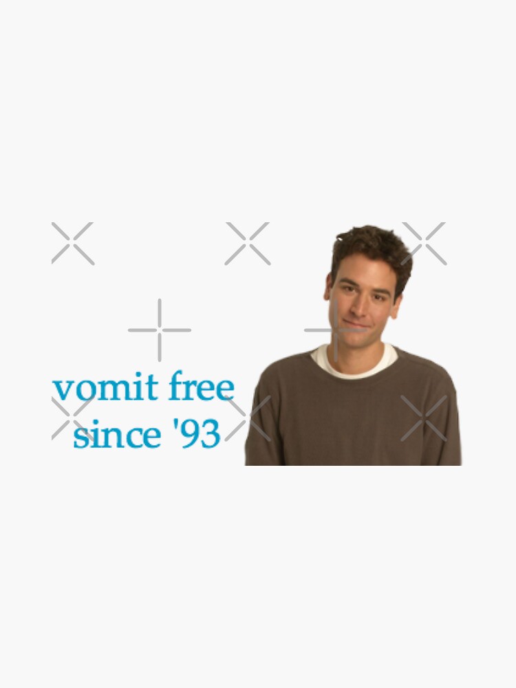 "Vomit Free since '93 sticker" Sticker for Sale by jmaxwellw | Redbubble