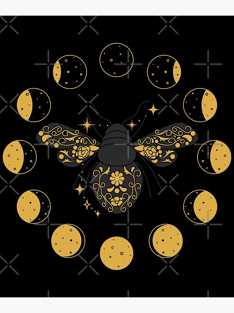 " golden Bee Boho with moon phases" Poster for Sale by suntsuki1987 ...