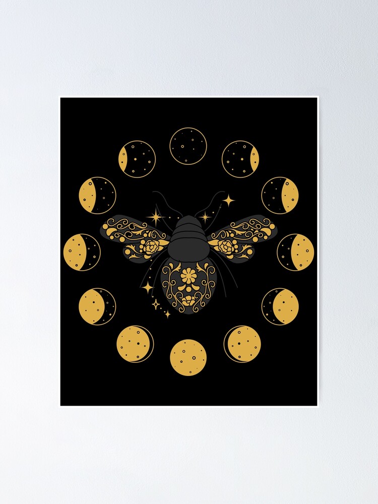 " golden Bee Boho with moon phases" Poster for Sale by suntsuki1987 ...