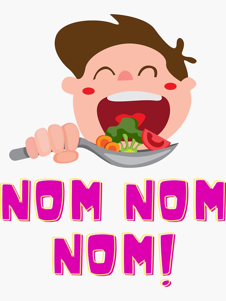"Nom nom nom eating a lot eating fast" Sticker by ikong2488 | Redbubble