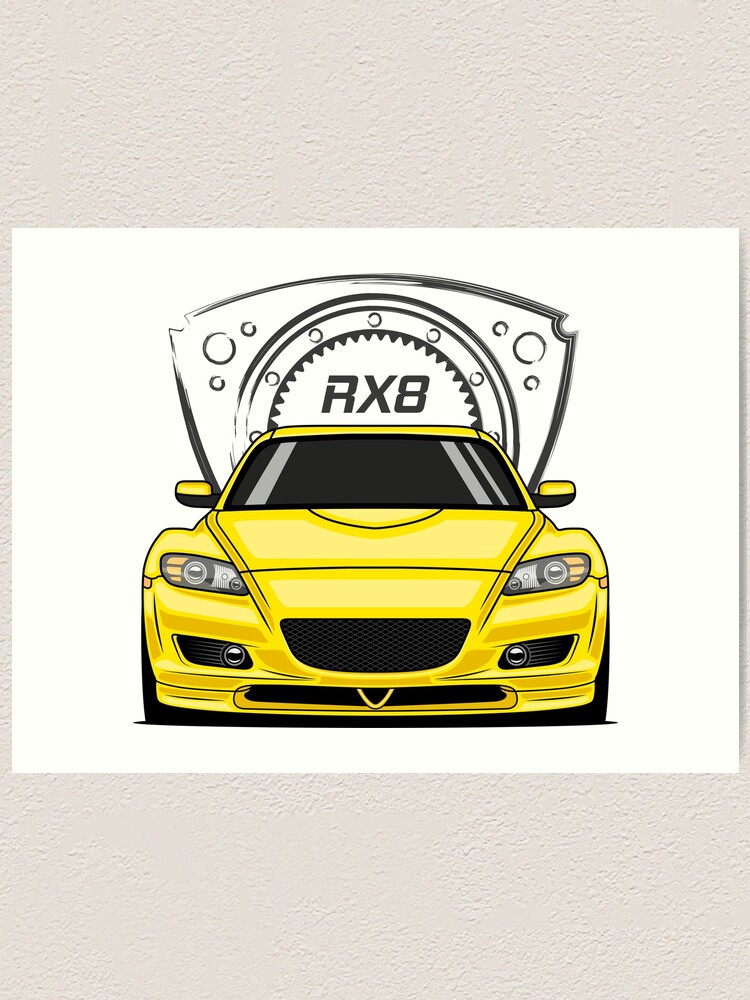 "Yellow rx8 front" Art Print by goldentuners | Redbubble