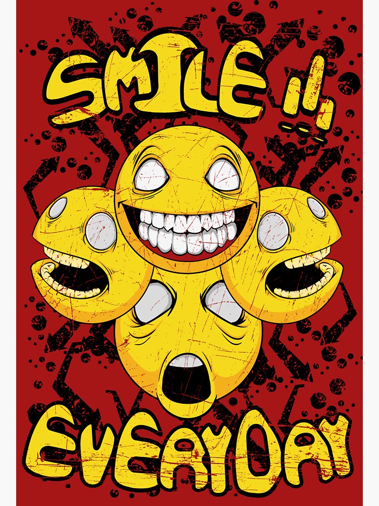 "smile and bad" Sticker by KYUBE | Redbubble