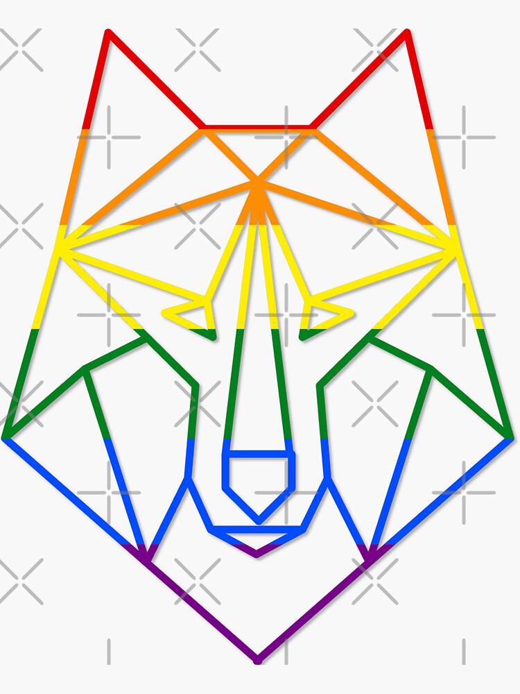 "LGBTQ+ Geometric Wolf Pride Flag" Sticker by MMwolfdogden | Redbubble
