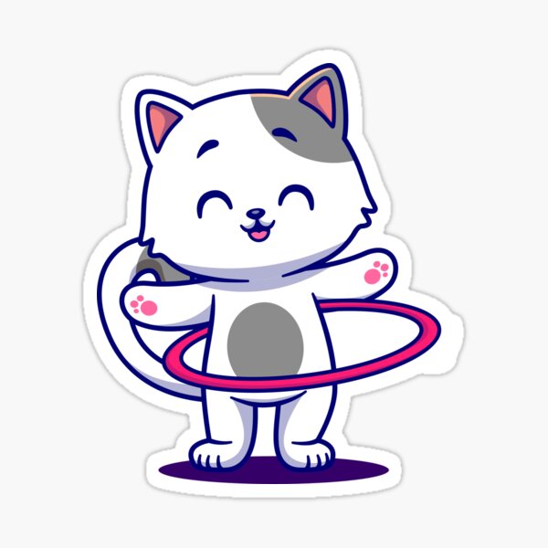 "Cute Baby Cat with hula-hoop " Sticker for Sale by poci5419 | Redbubble