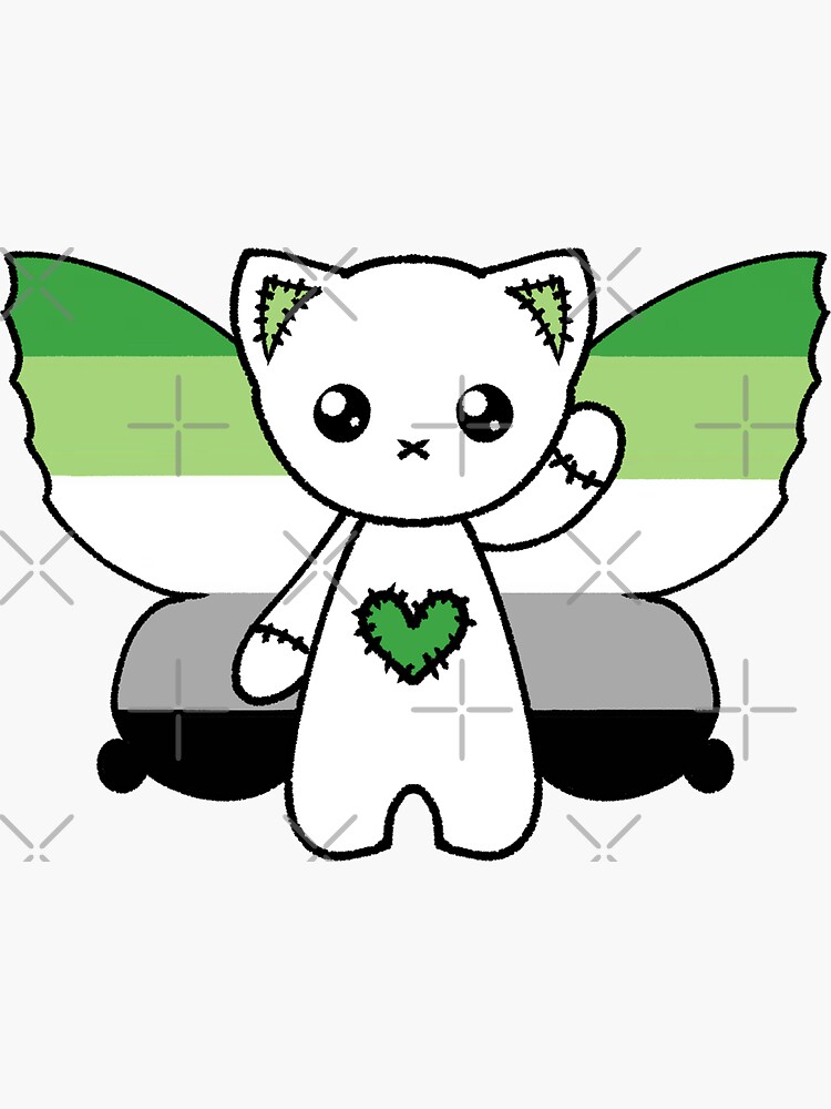 "Aromantic Pride Butterfly Cat" Sticker for Sale by vanillagutz | Redbubble