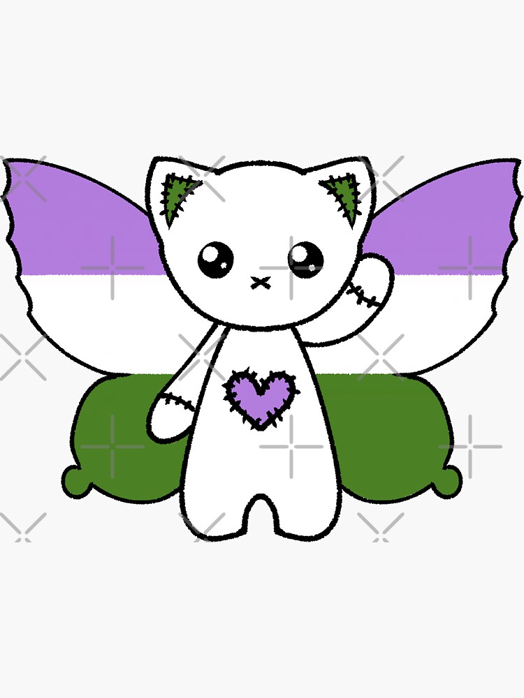"Genderqueer Pride Butterfly Cat" Sticker by vanillagutz | Redbubble