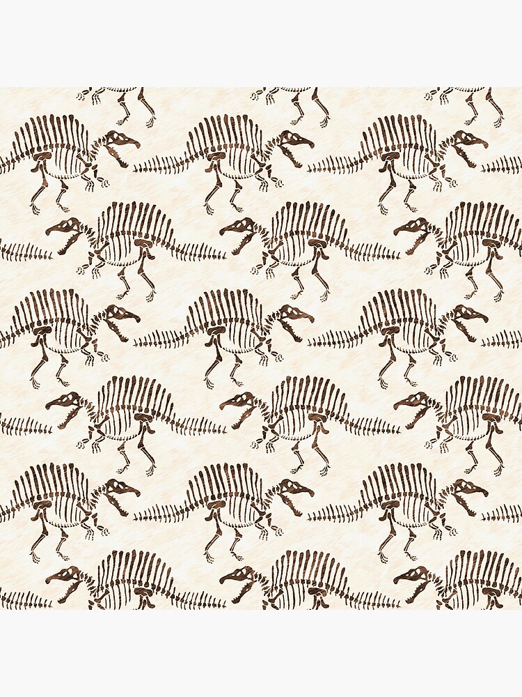 "Spinosaurus hand drawn fossil bone skeleton pattern " Poster for Sale ...