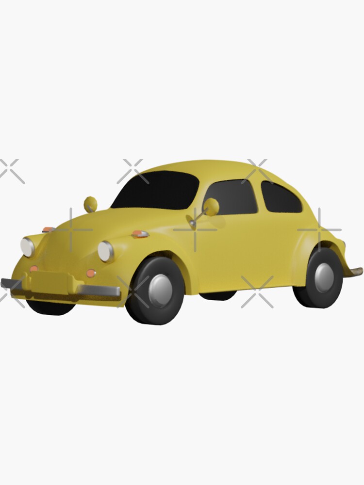 "3D Small Yellow Car" Sticker by 3Dimension | Redbubble