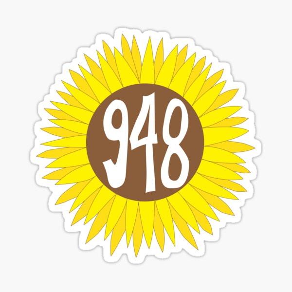 "Hand Drawn Virginia Sunflower 948 Area Code" Sticker by itsrturn ...