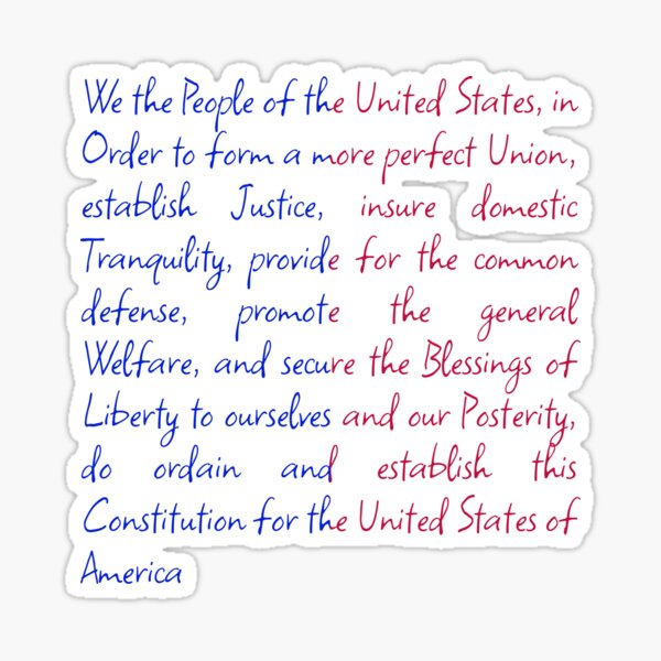 "We the People - The U.S. Constitution Preamble" Sticker for Sale by ...