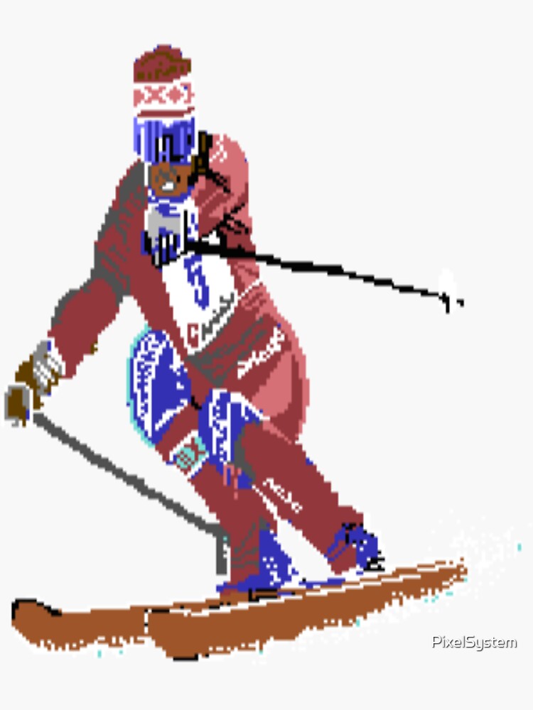 "Ski Retro Pixel" Sticker by PixelSystem | Redbubble