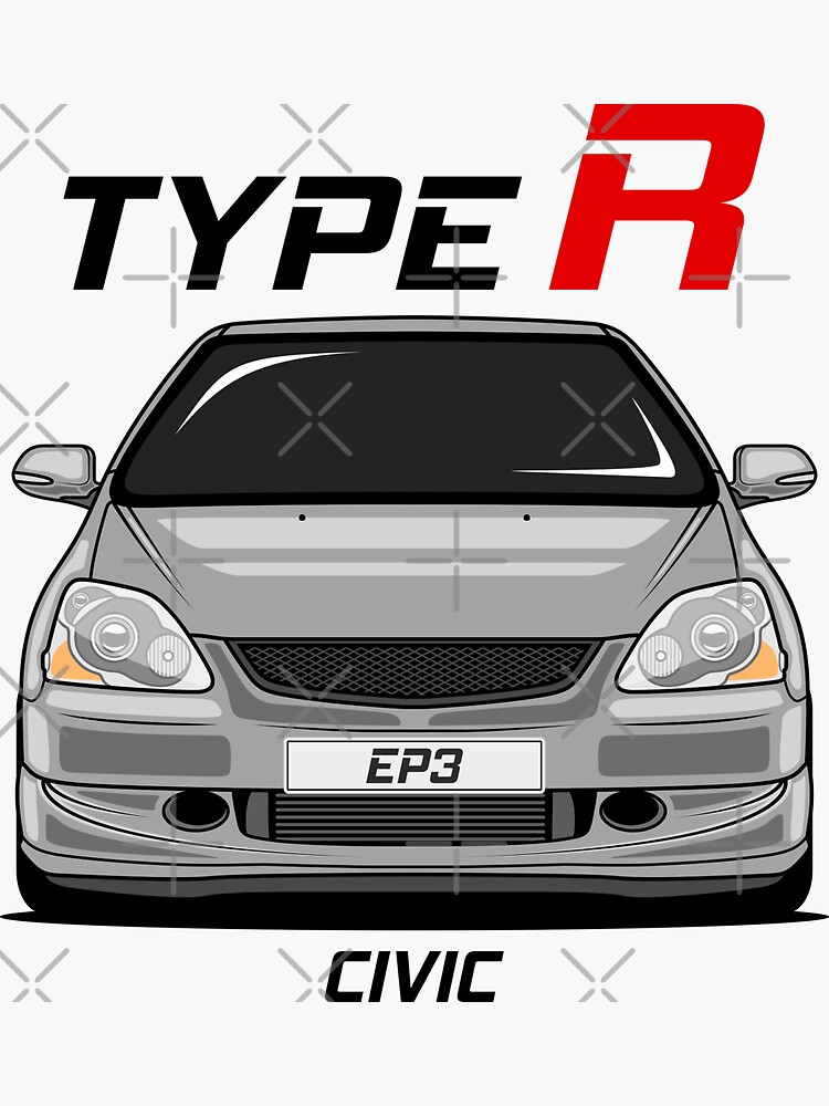 "The JDM Racing Silver EP3 Art" Sticker by goldentuners | Redbubble