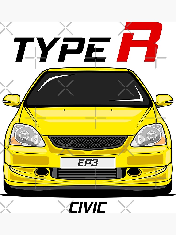 "The JDM Racing Yellow EP3 Art" Poster by goldentuners | Redbubble