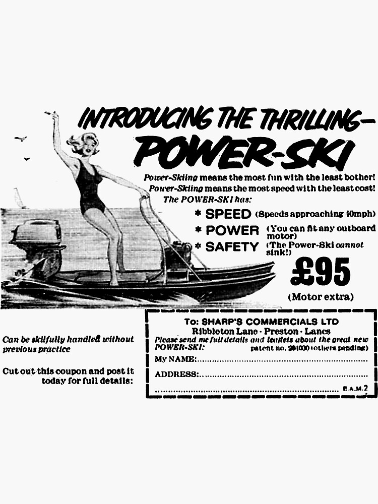 "JET SKI / POWER SKI - ADVERT" Sticker by ThrowbackAds | Redbubble