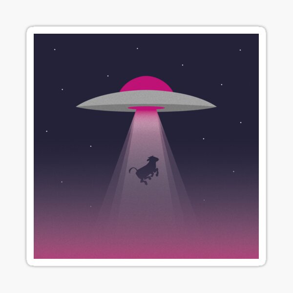 "UFO Beaming Up A Cow" Sticker by thevectorhead | Redbubble