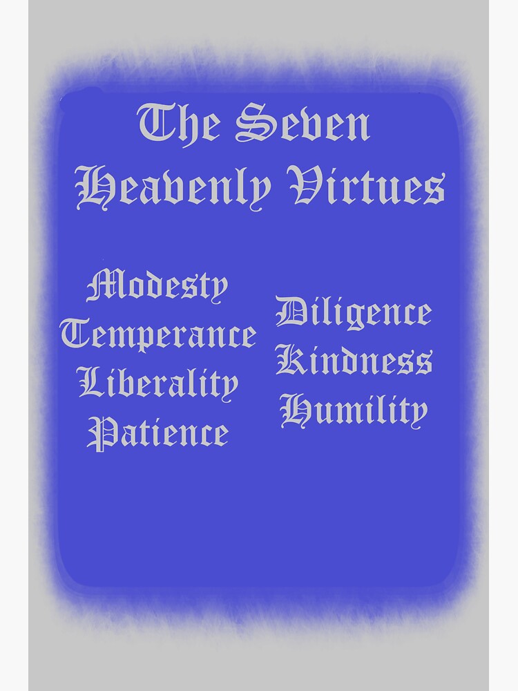 "Seven Heavenly Virtues List (lighter version)" Sticker for Sale by ...