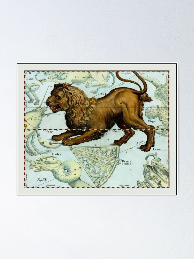 "Antique Leo Constellation Star Map" Poster for Sale by jadeandjester ...