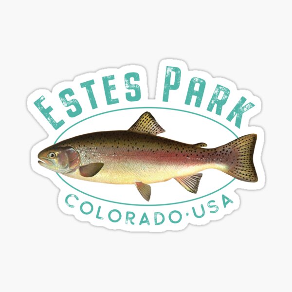"Estes Park Colorado Rainbow Trout Design" Sticker by Futurebeachbum ...