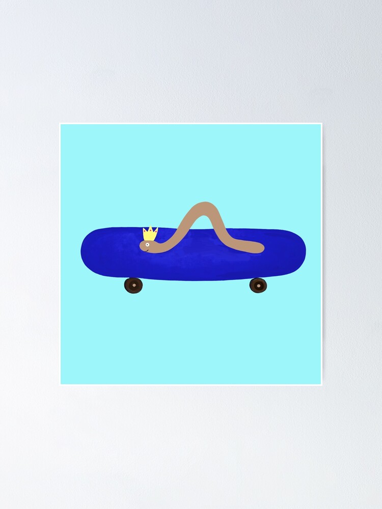 "Funny worm on a skateboard." Poster for Sale by afkor555 | Redbubble