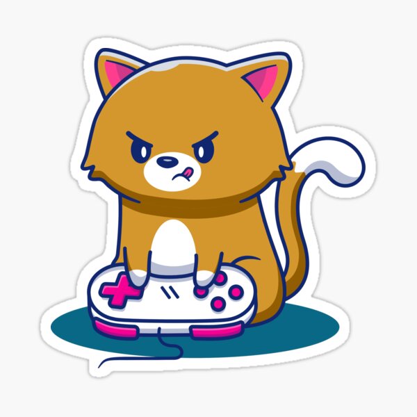 "Cute Baby Cat Playing Video Game" Sticker by poci5419 | Redbubble
