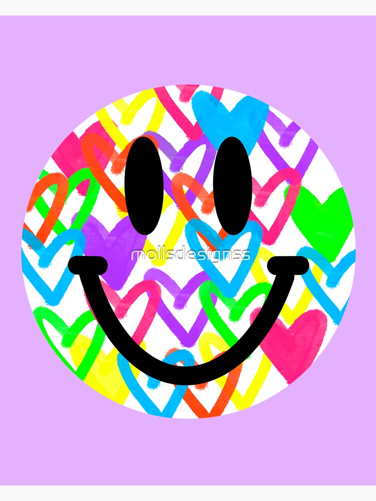 "Preppy heart happy face" Sticker by mollsdesignss | Redbubble