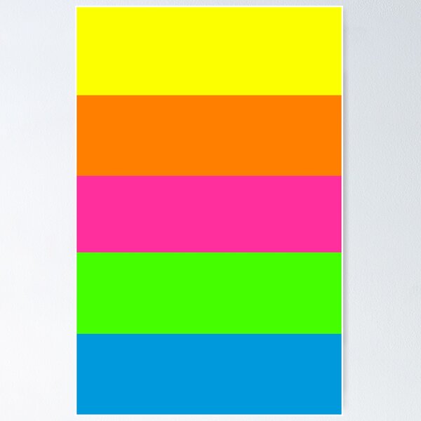 "PLAIN SOLID NEON FLUORESCENT RAINBOW STRIPES 5 COLORS " Poster for ...