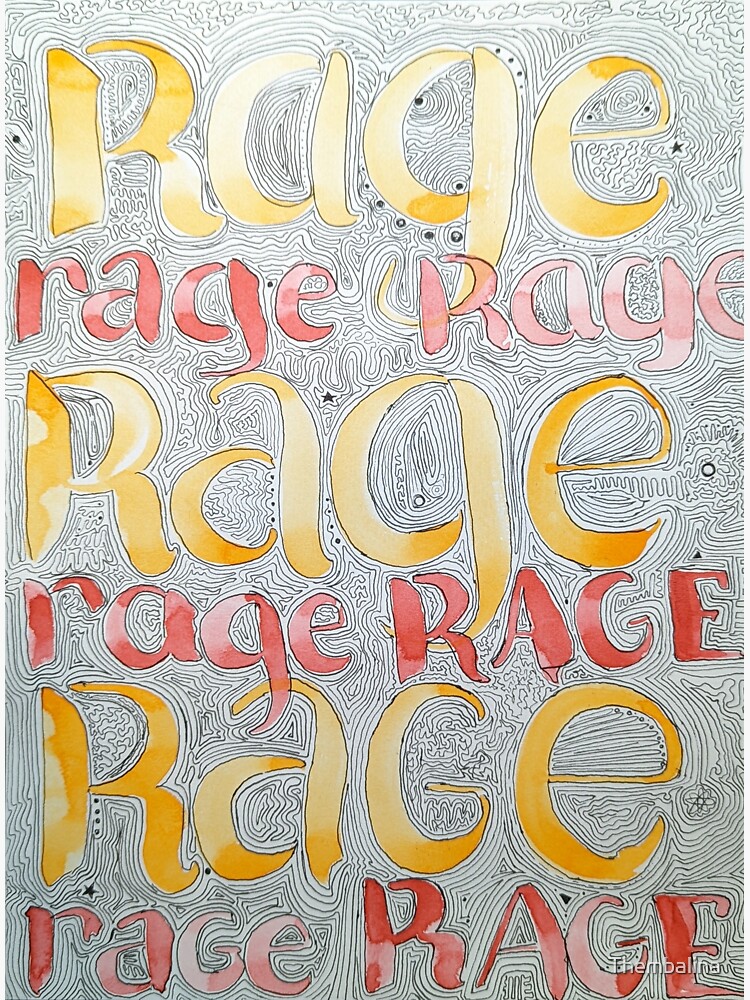 "Rage brush lettering watercolor and pen print" Sticker for Sale by ...