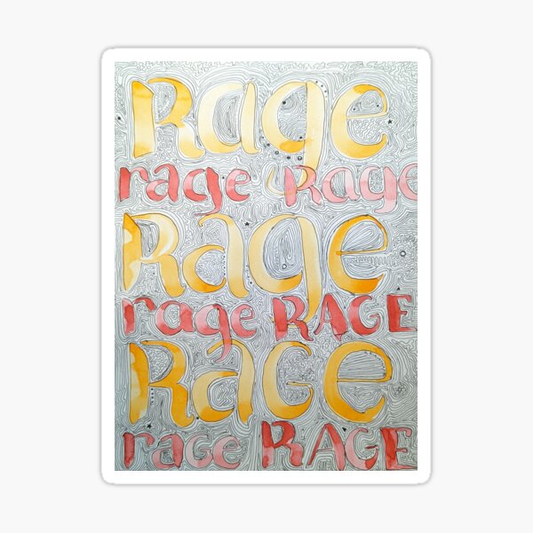 "Rage brush lettering watercolor and pen print" Sticker for Sale by ...