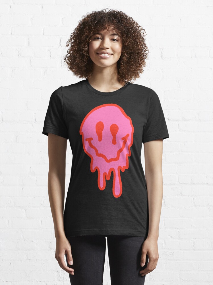 "Pink and Red Drippy Smiley Face" T-shirt by nelliek1wendy | Redbubble ...