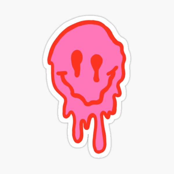 "Pink and Red Drippy Smiley Face" Sticker for Sale by nelliek1wendy ...