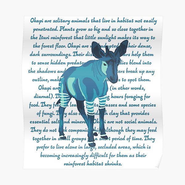 "Okapi" Poster for Sale by unhingedheather | Redbubble