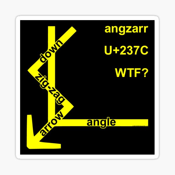 "angzarr Angle With Down Zig-Zag Arrow Symbol 237C" Sticker for Sale by ...