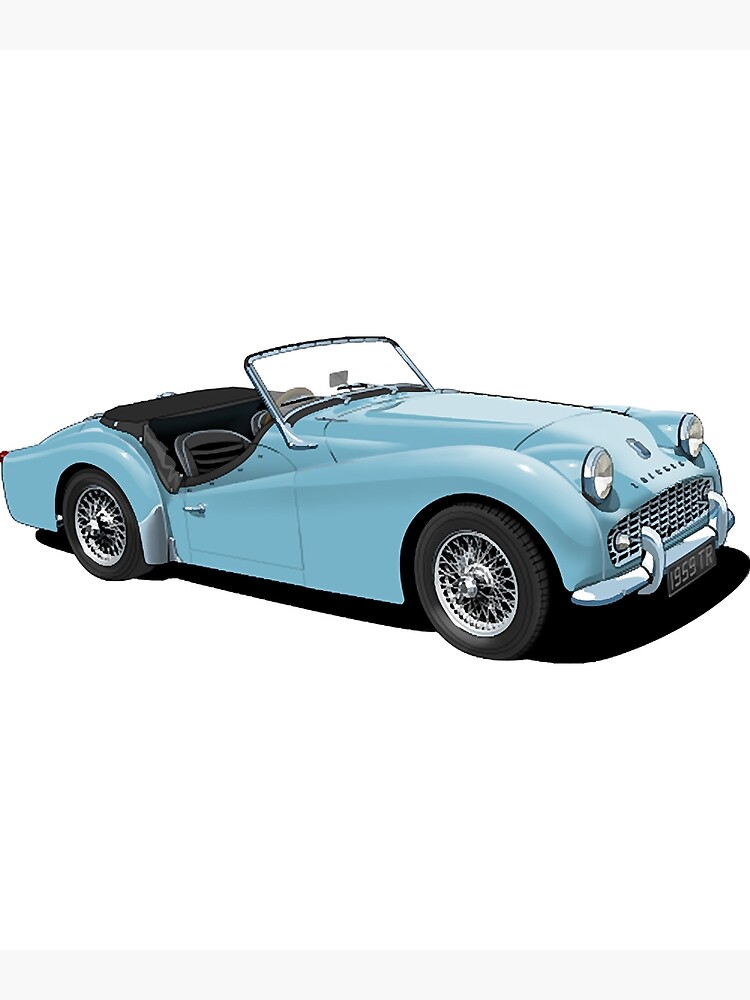 "Triumph TR3 in light blue" Poster for Sale by CleopatraLopes | Redbubble