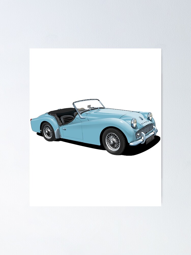 "Triumph TR3 in light blue" Poster for Sale by CleopatraLopes | Redbubble