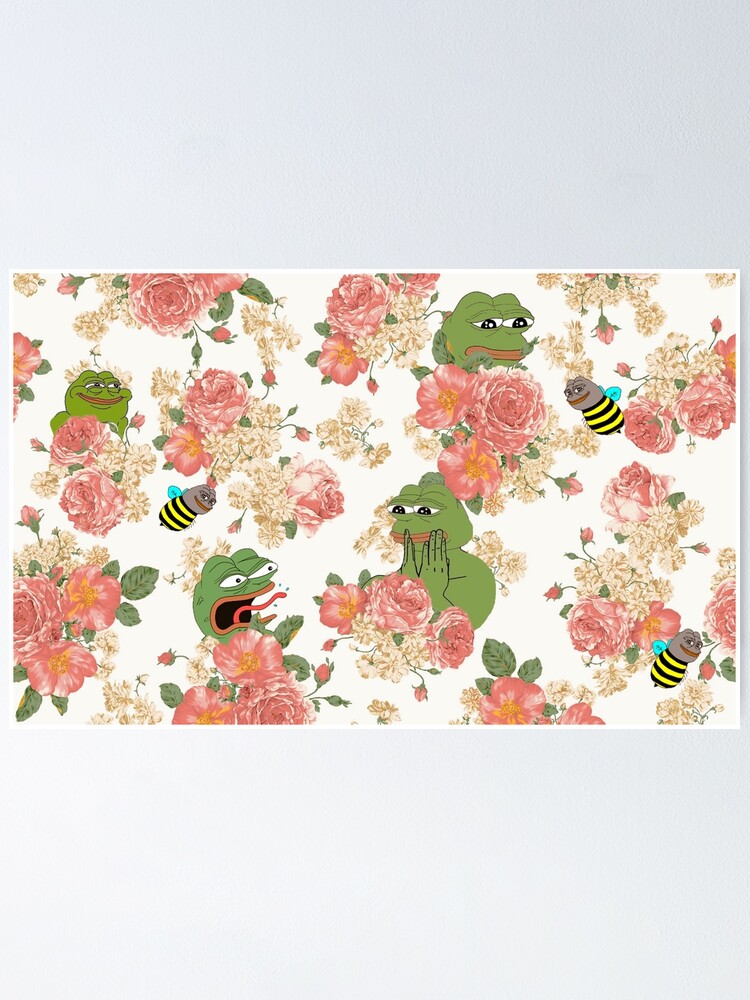 "Pepe Floral Wallpaper" Poster by MousMuse | Redbubble