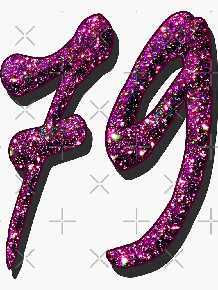 "Number 79 in purple pink glitter" Sticker by GlamourChick | Redbubble