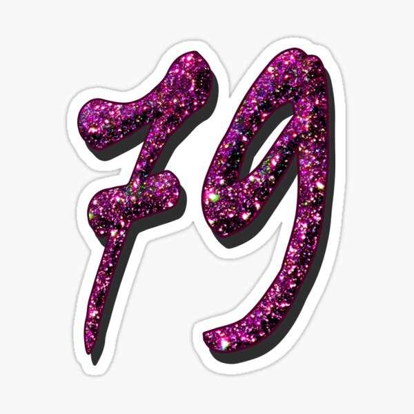 "Number 79 in purple pink glitter" Sticker by GlamourChick | Redbubble