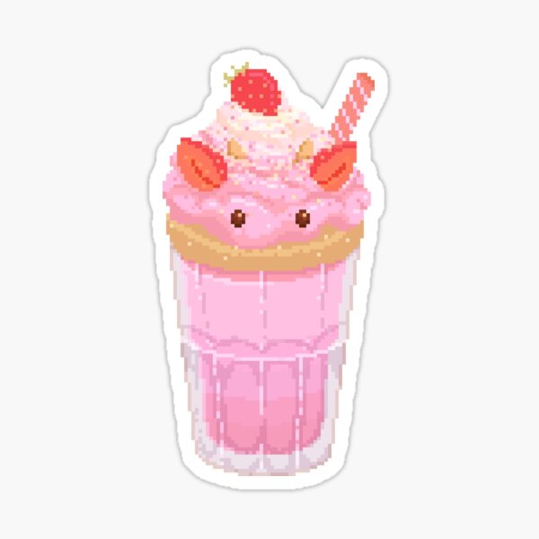 "Pixel Strawberry Cow Milkshake" Sticker by Hachikoek-Art | Redbubble